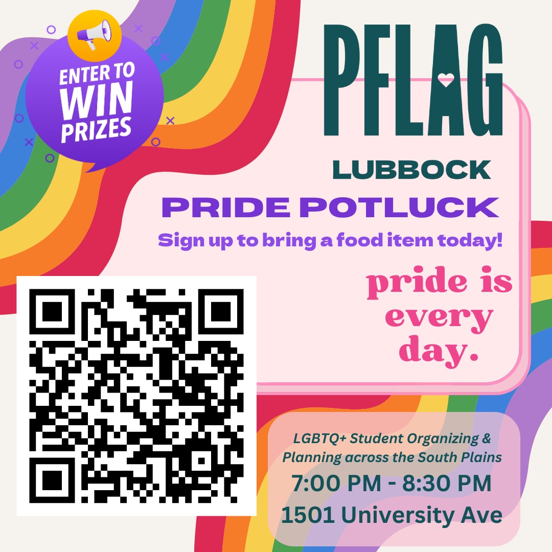 Monthly Meeting – PRIDE Potluck (Sept. 17) | PFLAG Lubbock